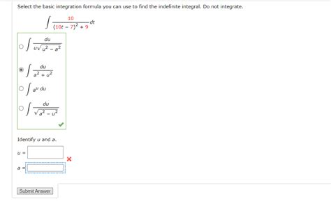 Solved Select The Basic Integration Formula You Can Use To