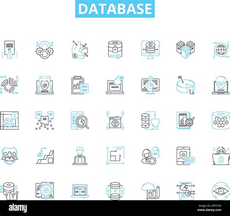 database linear icons set retrieval normalization interoperability partitioning sharding