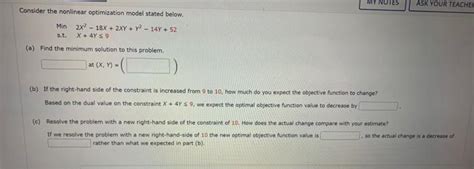Solved Consider The Nonlinear Optimization Model Stated