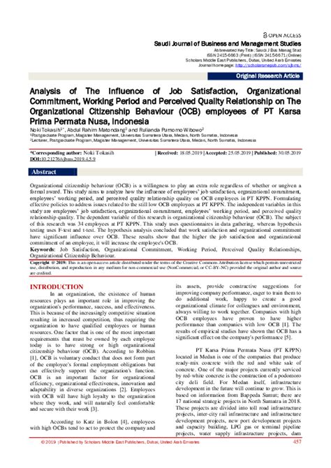 Pdf Analysis Of The Influence Of Job Satisfaction Organizational Commitment Working Period
