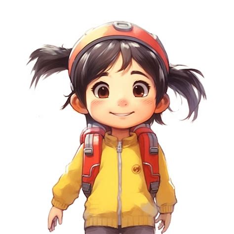 Premium Photo Anime Girl With Backpack And Backpack On Her Back