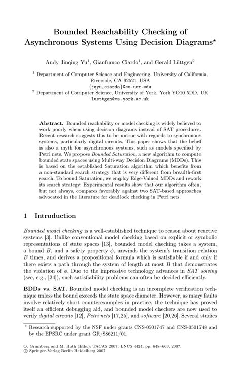 Pdf Bounded Reachability Checking Of Asynchronous Systems Using
