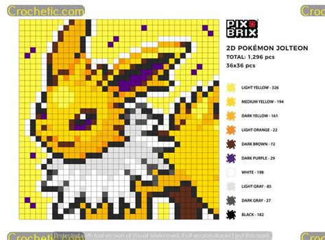 Harvest Moon Rainbow Top Crochet Grid For October Jolteon Pixel Art