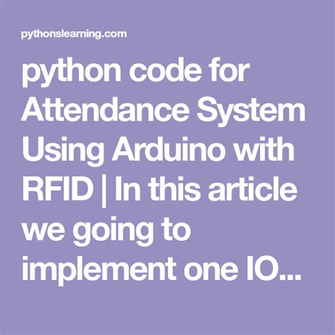 Efficient Attendance System With Arduino And Rfid