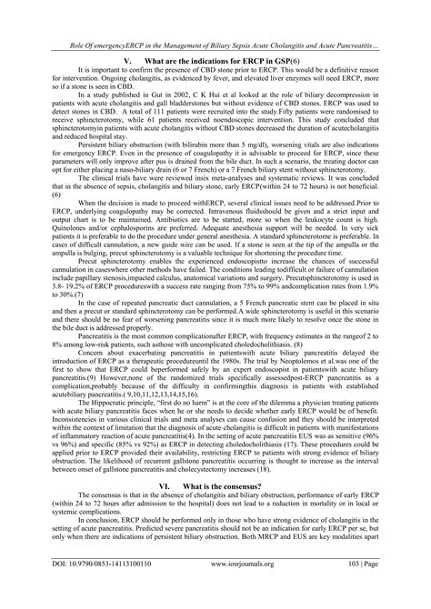 Role Of Emergency Ercp In The Management Of Biliary Sepsis Acute