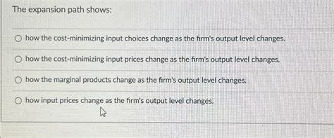 Solved The Expansion Path Shows How The Cost Minimizing