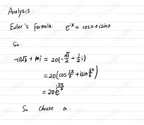solved use euler s formula to write 10sqrt 3 10i in exponential form