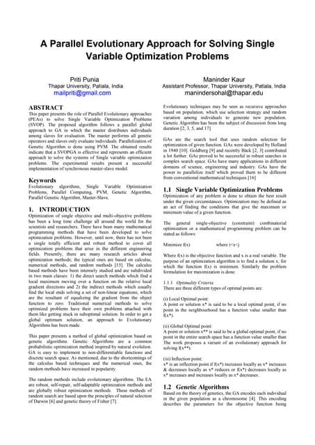 Parallel Evolutionary Approach Paper Pdf Computing Technology