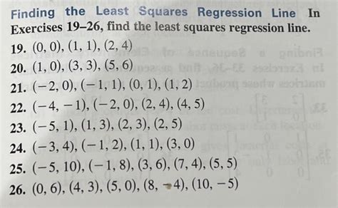 Solved Finding The Least Squares Regression Line In Chegg