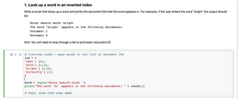 Solved 1 Look Up A Word In An Inverted Index Write A Script