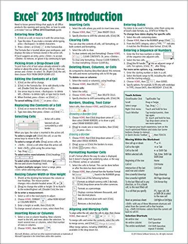 microsoft excel 2013 introduction quick reference guide cheat sheet of instructions tips