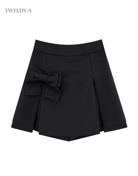 트위디아 착용컷 추가 더블 타이 리본 디테일 슬릿 숏 스커트 팬츠 3 컬러 위시버킷