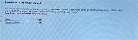 Solved Led Exercise 16 3 Algo Using Excel Use Excels