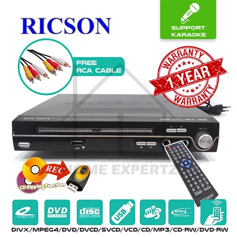 Ricson Dvd Player With Rca Cable Remote Control Mic Input Dvd 228