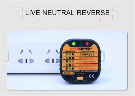 PEAKMETER PM ER UK Plug V Automatic Electric Socket Tester Diagnostic Tool Neutral Live