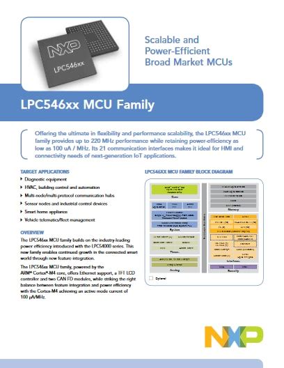 Lpc54000power Efficient 32 Bit Microcontrollers Mcuscortex® M4 Core