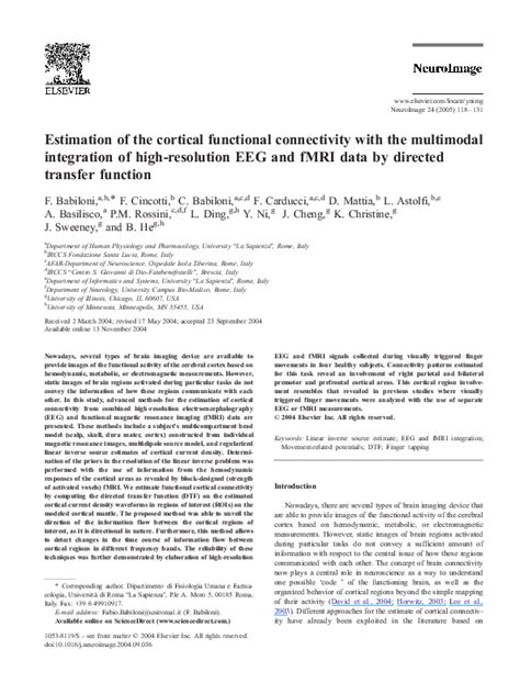 Pdf Estimation Of The Cortical Functional Connectivity With The Multimodal Integration Of High