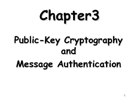 Chapter 3 Public Key Cryptography And Message Authentication 1