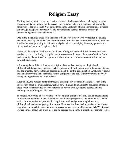 Religion Essay Pdf