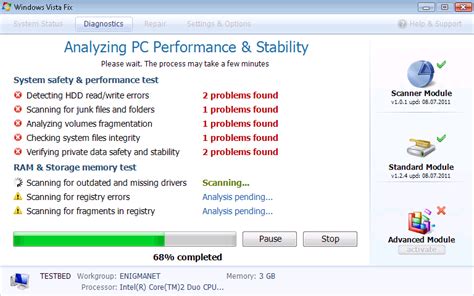 windows vista fix removal report
