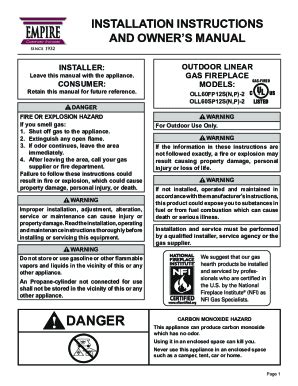 Fillable Online PDF InstallatIon InstructIons And Owner S Manual DanGer Fax Email Print