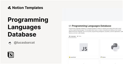 Programming Languages Database Template By Lucas Barcat Notion
