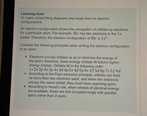 Solved Learning Goal To Make Orbital Filling Diagrams And
