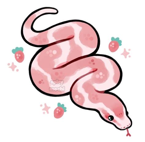 A Pink Snake With Strawberrys On It S Back And Its Tail Curled Up