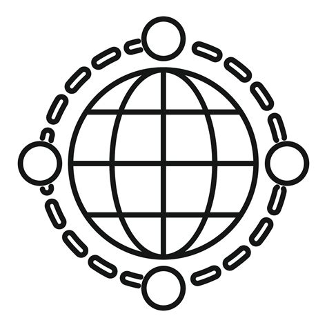 Simple Line Art Illustration Of A Globe Surrounded By Connected Circles Symbolizing World Unity