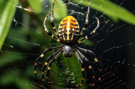 Premium Ai Image Garden Spider On The Cobweb