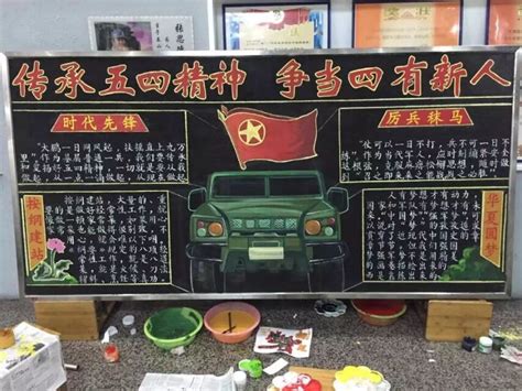 关于五四青年节的宣传黑板报传承五四精神争当四有新人 第一板报网