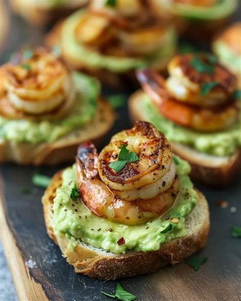 Garlic Shrimp And Avocado Crostini