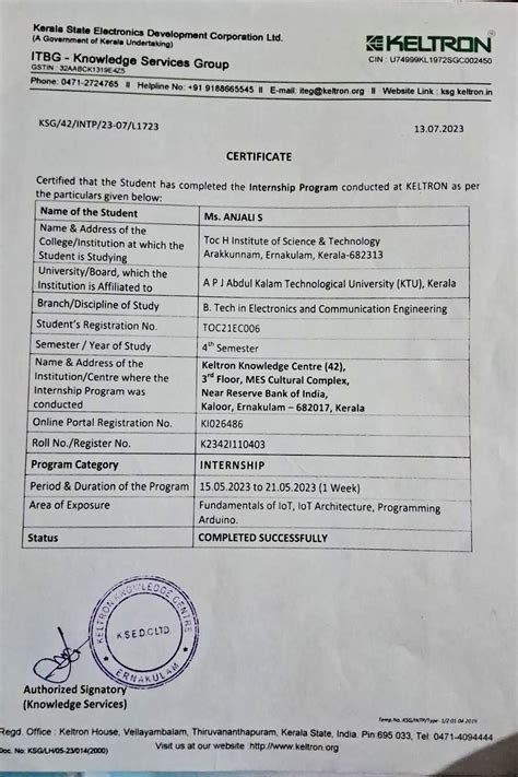 Internshipexperience Iot Arduino Keltron Technologyinnovation Handsonlearning Anjali S