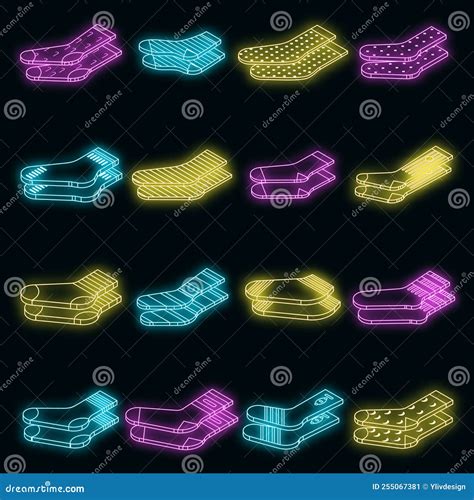 Sokken Pictogrammen Instellen Vectorneon Vector Illustratie