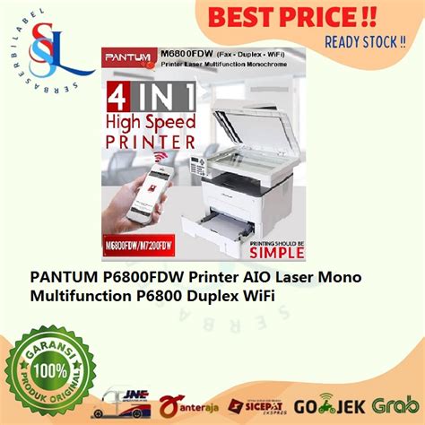 Jual PANTUM M6800FDW Printer AIO Laser Mono Multifunction M6800 Duplex ...