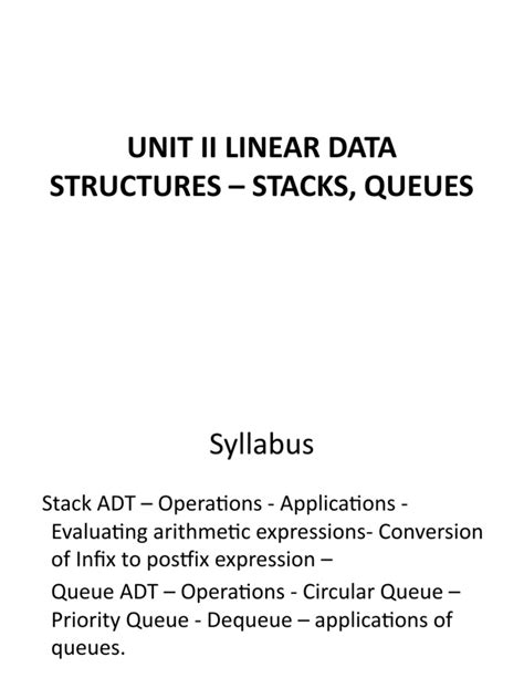 unit ii linear data structures stacks queues pdf queue abstract