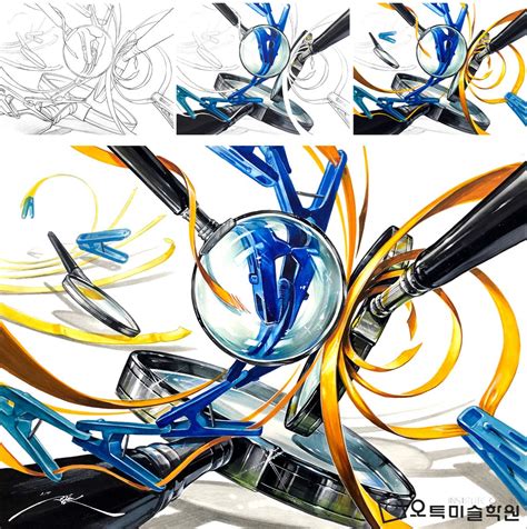 실전수업시범작 기초디자인 질감표현 기디 돋보기 리본 빨래집게 개체표현 개체시범 수업작 매일매일시범 수시 정시 합격 순천미술학원 고1 고2 고3