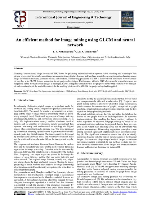 Pdf An Efficient Method For Image Mining Using Glcm And Neural Network