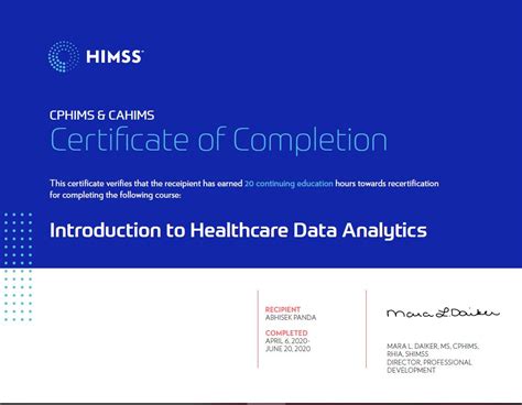 Abhisek Panda On Linkedin Himss Certification Dataanalytics