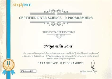 Data Science With Python Experience Certificate Ppt