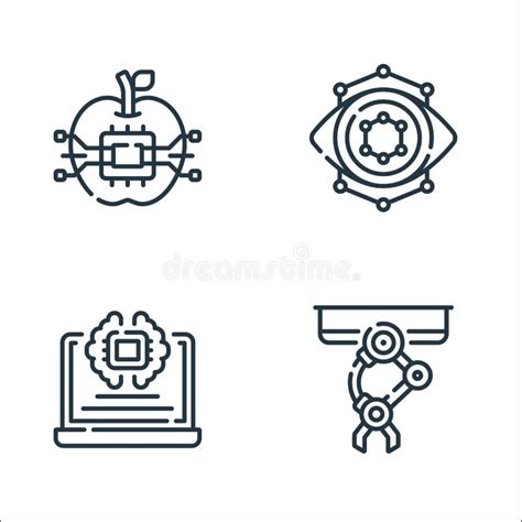 Robotics Line Icons Linear Set Stock Vector Illustration Of Robotic View