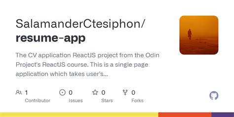Github Salamanderctesiphonresume App The Cv Application Reactjs