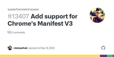 Add Support For Chromes Manifest V3 · Issue 13407 · Quasarframework