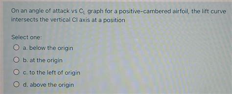 Solved On An Angle Of Attack Vs Cl Graph For A