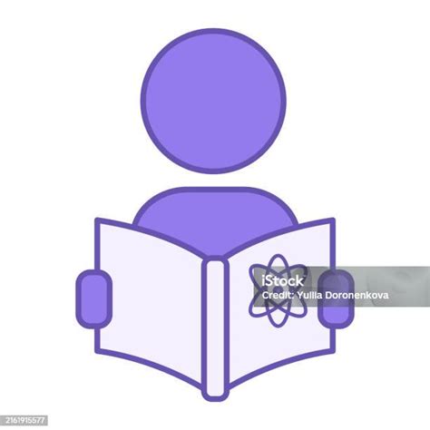 컬러 아이콘 연구 물리학 교과서와 함께 남자의 벡터 아이콘 학교에서 그 과목을 공부한다 교육 개념 공부에 대한 스톡 벡터 아트 및 기타 이미지 Istock