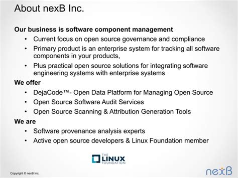 Open Source Software Governance With Dejacode Ppt