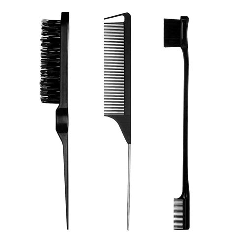 3 Pcs Hair Styling Comb Set Teasing Hair Brush Rat Tail Comb Edge Brush