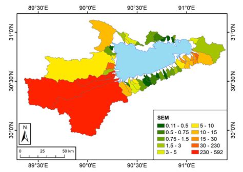 3 Standard Error Of The Mean Sem Of Each Subcatchment Based On