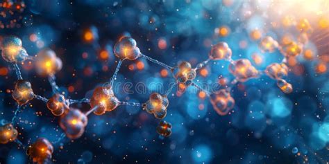 Glowing Molecular Structure With Connected Atoms Floating In Abstract