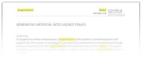 Generative Ai Policy Template Corsica Technologies